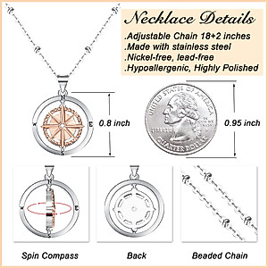 Tarsus Farewell Gifts Going Away Gift for Coworker Friends, Goodbye Moving Away Coworker Retirement Leaving Gifts for Women Graduation Gifts Compass Necklace Jewelry