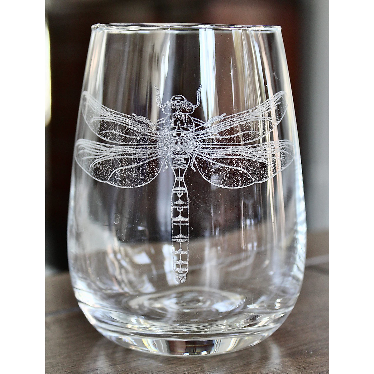 HullSpeed Designs Dragonfly Engraved Stemless Wine Glasses (set of 2)