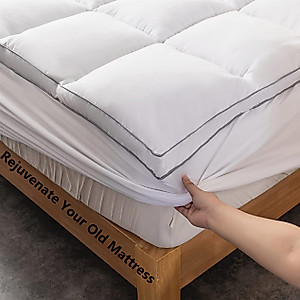 DROVAN Mattress Topper California King Size - Extra Thick Mattress Pad Cover - Pillow Top Deep Pocket with Breathable 7D Spiral Fiber Filling Cooling Mattress Cover