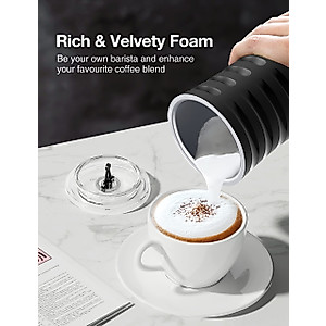 Milk Frother, Paris Rhône Milk Frother and Steamer for Hot and Cold Foam, 4-in-1 Electric milk frother for coffee, Quiet Milk Steamer with Auto Shut OFF, Milk Warmer for Latte, Cappuccino, Macchiato