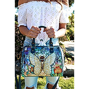 Anuschka Hand Painted Leather Women's Zip Around Classic Satchel - Enchanted Garden