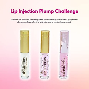 Too Faced Lip Injection Plump Challenge Instant & Long-Term Lip Plumper Gift Set: Lip Injection Plumping Lip Gloss, Extreme Lip Plumper, Maximum Plump Extra Strength Lip Plumper, 3 Count (Pack of 1)