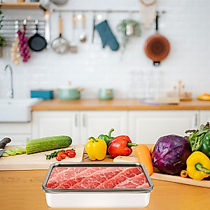 craftshou 2 Pcs Stainless Steel Bacon Container for Refrigerator 1L Deli Meat Saver Keeper Container with Airtight Lids Cold Cuts Food Storage Container for Fridge Kitchen Freezer,Cookie Holder