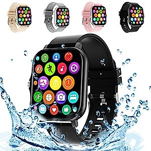 Bluetooth Talk Full Color Touch-Screen Smart Watch for Men Women - Multifunctional 1.7 Inch HD Screen IP67 Waterproof Health Remote Take Photo Metal Case Customize Activity Watch
