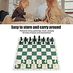 DAUERHAFT International Chess Set, 32Pcs Chess Pieces Portable PU Leather Chessboard Chess Set with Storage Bag, Non Slip Bottom Board Game Set, for Outdoor Camping