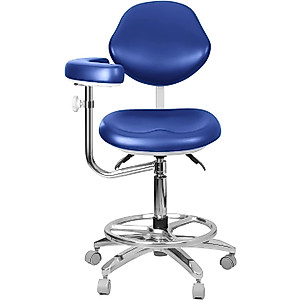Adjustable Seat Doctor's Stool Dental Assistance Chair with Foot Control 360 Degree Rotation Armrest PU Leather QY-600M-B2