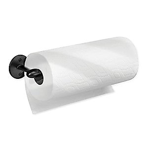 iDesign Orbinni Wall Mounted Metal Paper Towel Holder, Roll Organizer for Kitchen, Bathroom, Craft Room, 13.75" x 2.5" x 4.25", Matte Black