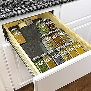 Lynk Professional® Spice Drawer Organizer - Heavy Gauge Steel 4 Tier Spice Rack - Drawer Insert Tray for Spice Jars, Herbs and Seasoning - Kitchen Cabinet Drawer Storage - Silver Metallic, Medium
