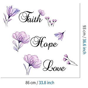 Lchen Faith Hope Love Wall Sticker Purple Lily Flower PVC Wall Decal Home Background Decor Removable Wall Art Sticker (Faith Hope Love)