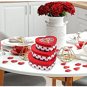 Valentine's Day Heart Shaped Gift Boxes with Window 3 Pack Valentine Hearts Treat Box with Lids Valentines Nesting Cardboard Cookie Box for Gift Giving Holiday Decorative Present Wrapping & Packaging