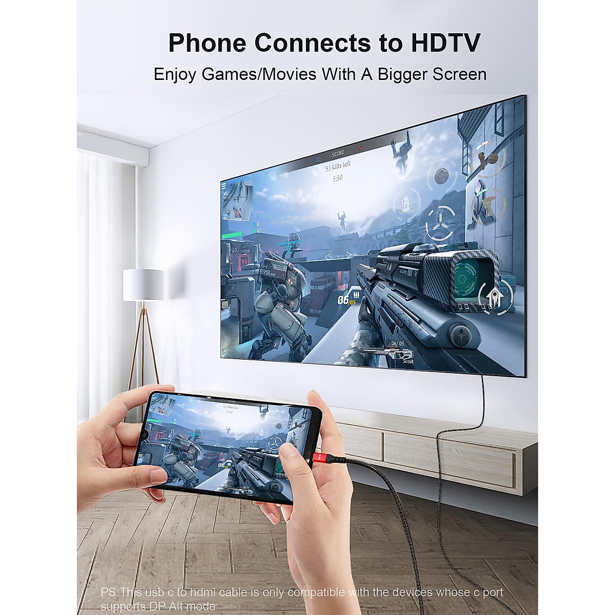 SKW USB C to HDMI Cable 4k 3.3ft, USBC Adapter for Monitor, Connector ChromeBook, USB-C Cord Mac MacBook pro 2022 Surface 8 VivoBook Flip 14 Aspire 5 and More