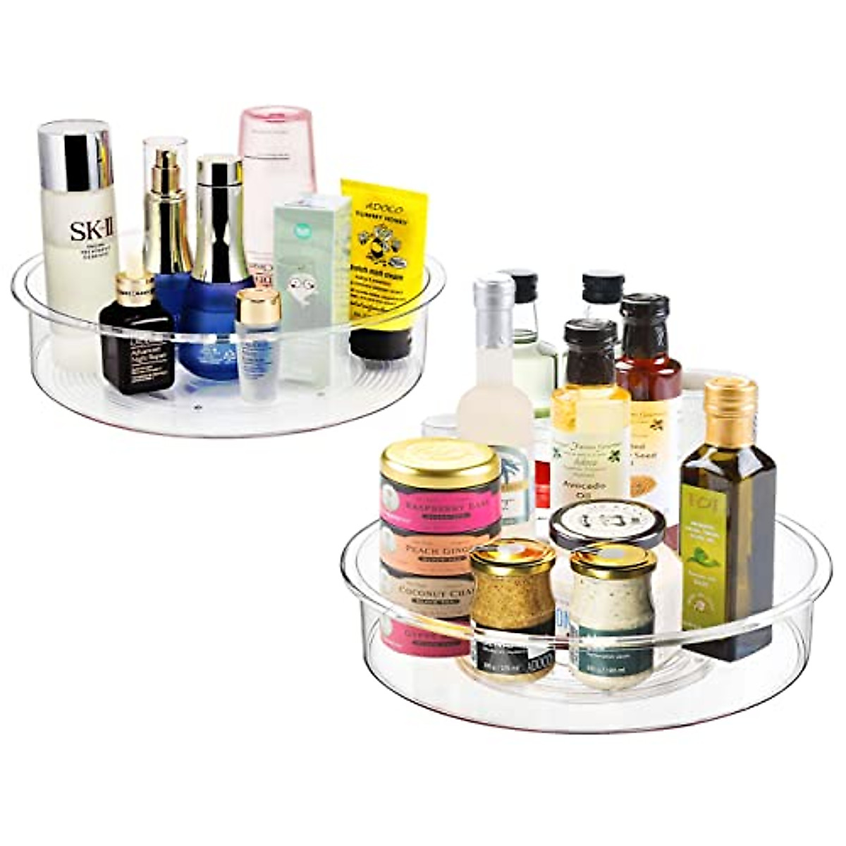 Adoco Lazy Susan Organizer, 12 inch Clear Lazy Susan Turntable Organizer for Cabinet - Kitchen Cabinet Organizer Pantry Organization and Storage