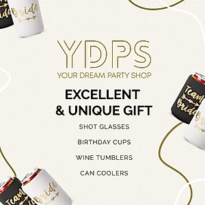 Bride & Team Bride Bachelorette Party Can Coolers, Set of 12 Double Sided White and Mint Green Beer Can Coolies, Perfect Bachelorette Party Decorations and as Brides Maid Gifts (Black)