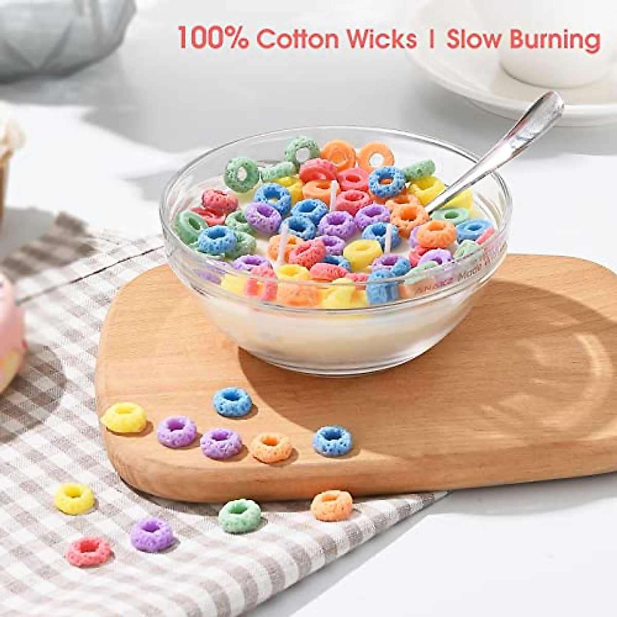 Cereal Candle Bowl - Vanilla Scented Food Candles - Cute Candles for Cool Gifts - 3 Wicks Cereal Candles for Best Burn - Cereal Bowl Candle with Spoon - Cool Candles