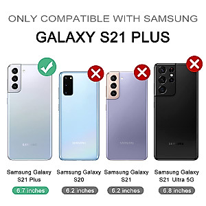 Dexnor for Samsung Galaxy S21+ Plus Case, [Built in Screen Protector and Kickstand] Heavy Duty Military Grade Protection Shockproof Protective Cover for Samsung Galaxy S21 Plus 5G, 6.7 inch Black