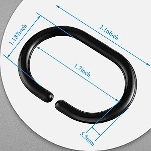 24 Packs Plastic Shower Curtain Rings Hooks for Bathroom Shower Window Rod (Black)