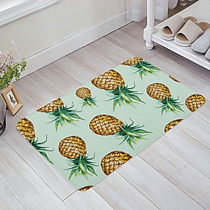 Front Door Mat Floor Mats for Home Decor, Retro Pineapple Memory Foam Runner Entryway Area Rug Non-Slip Absorbent Doormat Washable Rug, 18x30Inch Welcome Mats for Bedroom Decor Living Room Decor