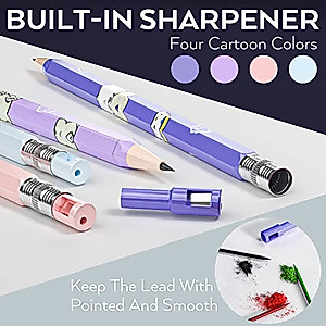 Nicpro 14 PCS Pastel Mechanical Pencil Set in Case, Cute Art Pencils Bulk 0.5 & 0.7 & 0.9 mm & 2mm Graphite Lead Holder, (2B HB Colors) Lead Refills, Erasers For School Drafting Sketching Drawing