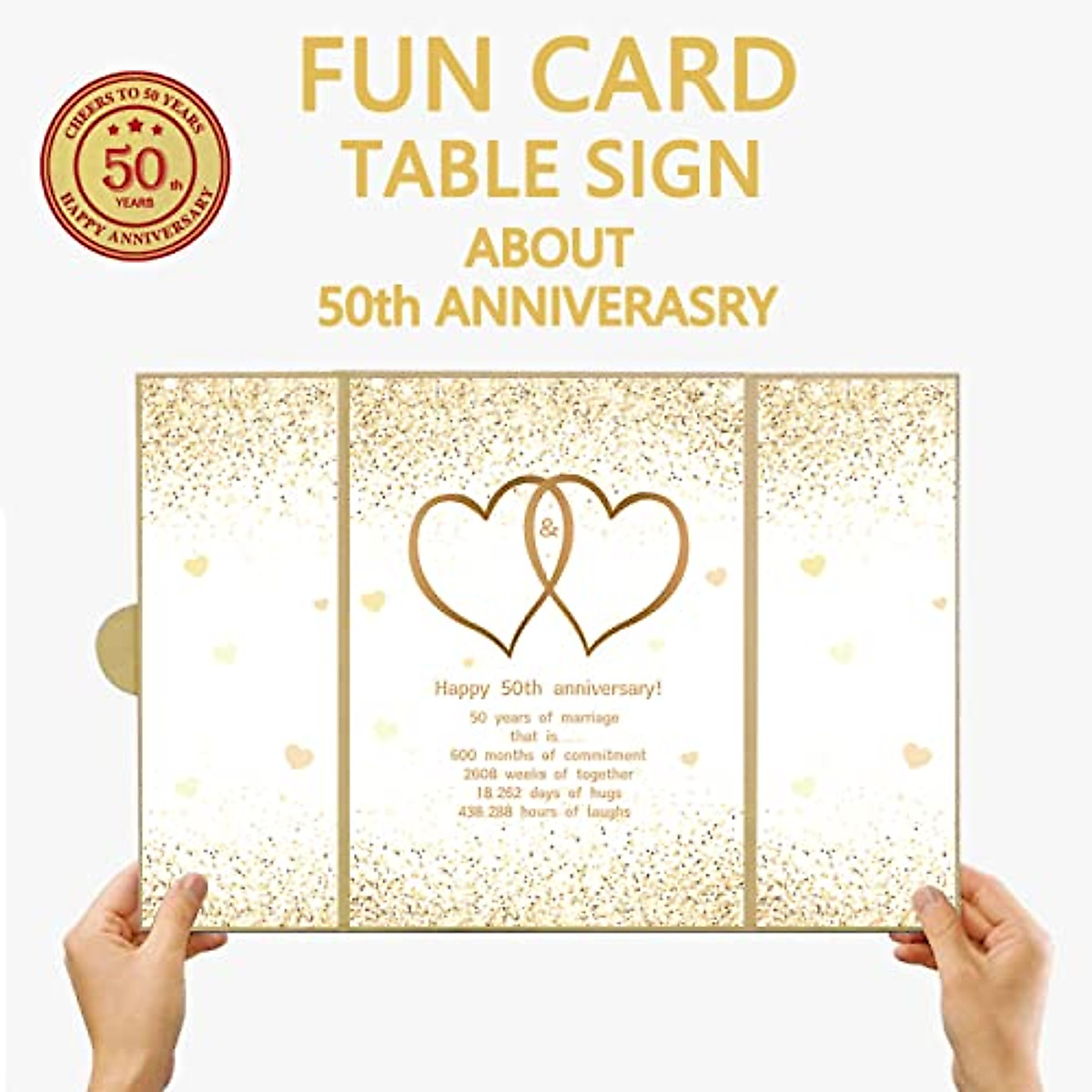 Trgowaul Gold 50th Wedding Anniversary Guest Book Alternative, 50th Anniversary Decorations, 50 Years of Marriage Signature Certificate Board, Happy 50 Anniversary Party Supplies Gift Card Men Women