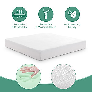 Hcore RV Mattress 10" Short King,Green Tea Medium Firm Memory Foam Mattress in a Box,Pressure Relief,Campers/Trailers/Trucks Mattress in a Box,CertiPUR-US Certified,Made in USA