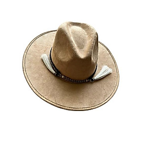 Panama Hat Genuine Horse Hair Double Tail Tassel Hat Band Cowboy Best Western Yellowstone Style - Adjustable Size - Brown and White