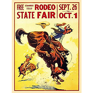Magnet State Fair Rodeo - 1930s Cowboy Roan Vintage Western Magnet Vinyl Magnetic Sheet for Lockers, Cars, Signs, Refrigerator 5"