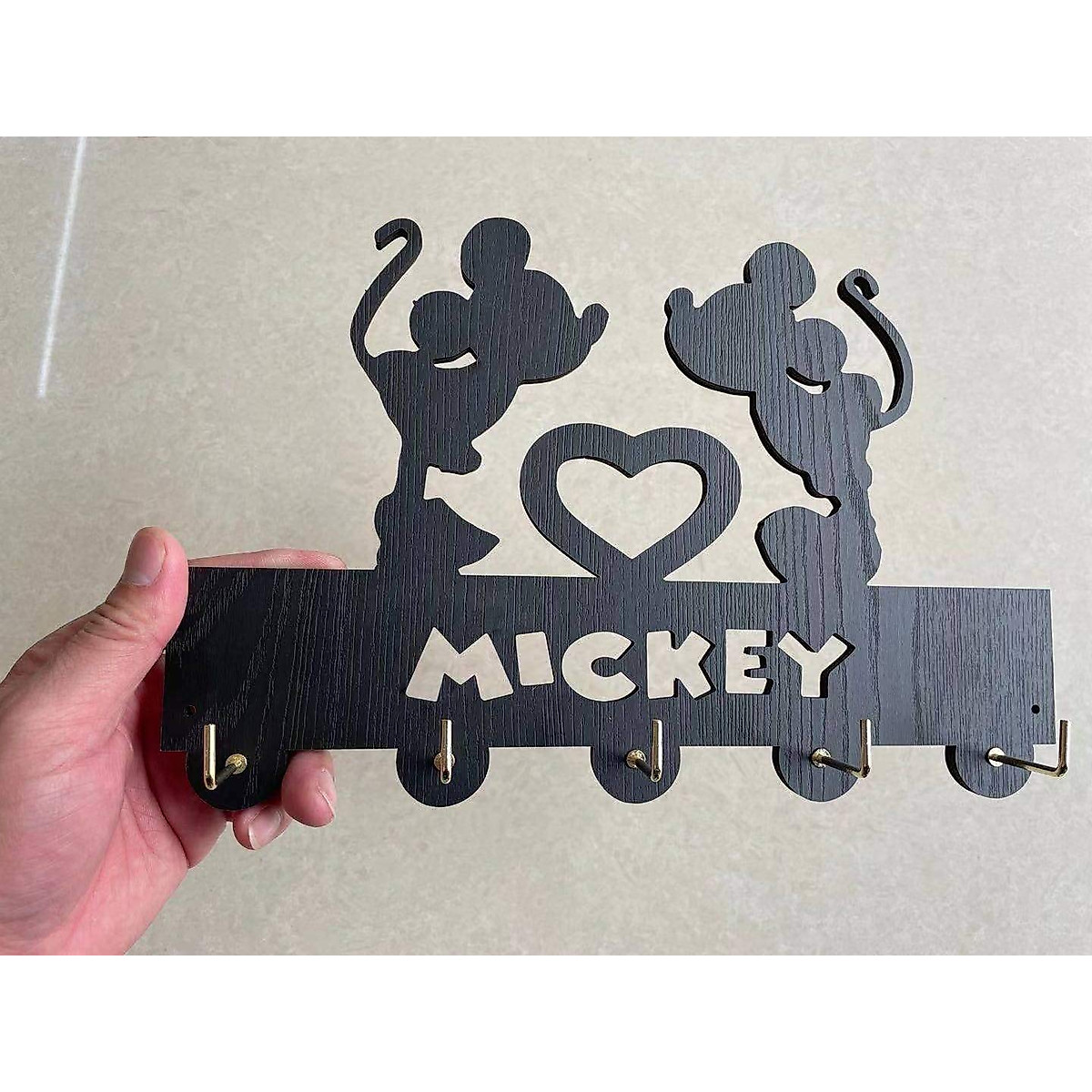 KL Mick Door Hooks,Disney Mickey Mouse Cartoon Animation Coat Hooks,Key Holder,Key Hanger for Wall、Entryway and Living Room,Gift,5 Hooks Holder (a5)
