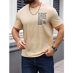 SOLY HUX Men's Graphic Tees Vintage T-Shirts Curved Hem Short Sleeve Crewneck Casual Trendy T Shirts Khaki Slogan Graphic S
