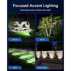 4 Pack Solar Powered Spot Lights Outdoor Waterproof LED Outside Landscape Spotlights Lighting for Trees, Flag, Plant, Wall, Yard, Garden, Backyard, House, Pathway, Adjustable Auto On/Off Uplighting