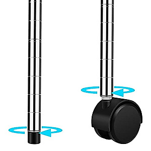 Simple Deluxe Heavy Duty 3-Shelf Shelving with Wheels, Adjustable Storage Units, Steel Organizer Wire Rack, Chrome