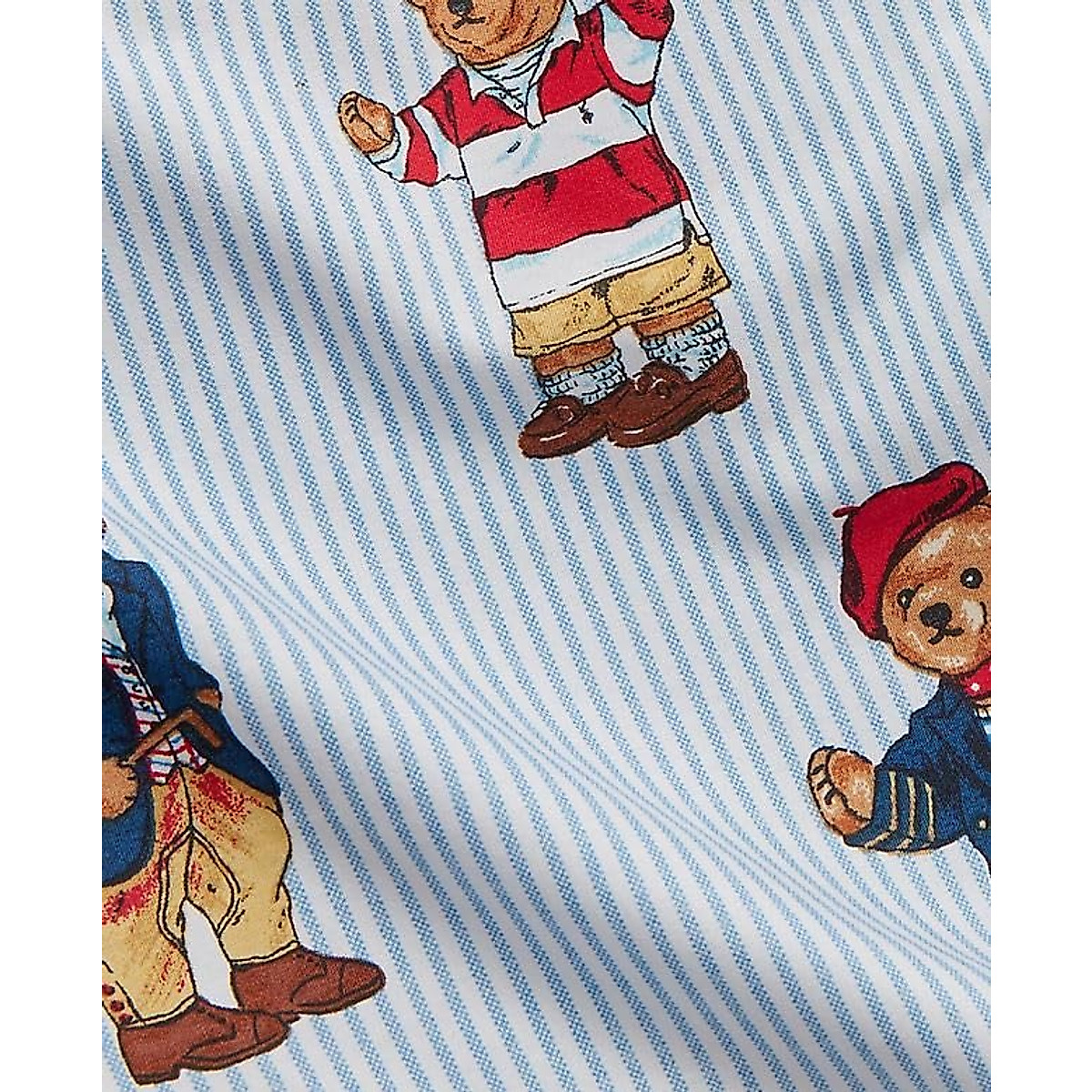 POLO RALPH LAUREN Blue Stripe Teddy Bear Boy 2 pc Twin Duvet Cover Set Blue White