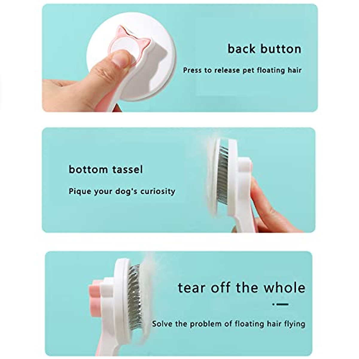 cat brush for grooming shedding dog brush cat hair brush cat comb for indoor cat slicker brush for dogs pet brush puppy small dog self cleaningpet brush dog brush for shedding (Blue)