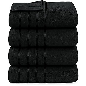 Utopia Towels 4 Pack Premium Viscose Oversized Bath Towels Set, 100% Ring Spun Cotton (27 x 54 Inches) Highly Absorbent, Quick Drying Shower Towels for Bathroom, Spa, Hotel and Travel (Black)