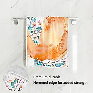 HUSSRITY Fox and Flower Branches Towels Super Soft Hand Towel Highly Absorbent Washcloths Quick Dry Bath Towel 30x15 Inch Durable Lightweight