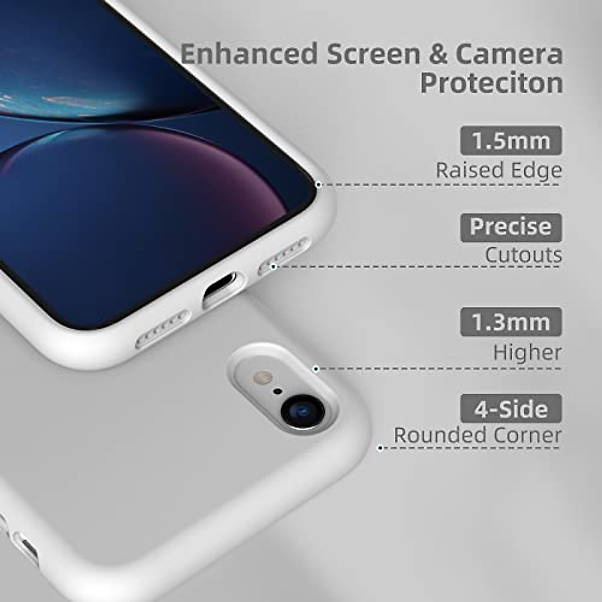 K TOMOTO Compatible with iPhone XR Case 6.1 Inch, [Silky and Soft Touch] Premium Liquid Silicone Gel Rubber Full Body Drop Protection Phone Cover with Microfiber Lining, White