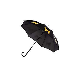 The San Francisco Umbrella Company - Premium Shiba Inu Rain Umbrella (Gold on Black) - Strong, Durable, Windproof & Resistant With Fiberglass Ribs Stick Umbrella