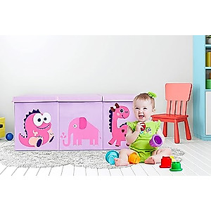 Ethiques Purple Collapsible Large toy chest, Sturdy Storage compartments with Lids. Kids Toy Box Chest Storage Organizer for Nursery Room, Playroom, Home Organization, 40.6X16.5X14.2 Inch (Cute Dinosaur). Large Toy box for girls . Toy box for boys
