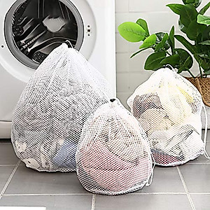 Ochine Mesh Laundry Bags Washing Bag for Delicates, Travel Storage Organize Bag Machine Clothing Wash Bags with Locking Drawstring Closure for Bra, Lingerie, Underwear, Socks, Clothes (1 Pack)