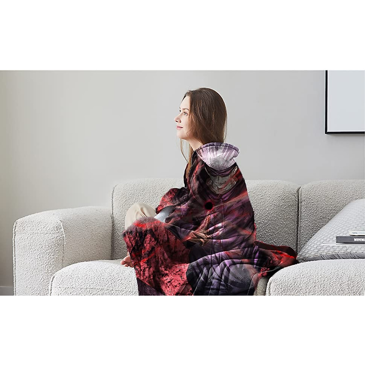 Gojo Satoru Anime Fleece Blanket,Jujutsu Kaisen Manga Ultra Soft Throw Blanket for Couch 80x60 inches