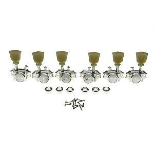 3L3R Guitar Vintage Style Locking Tuners Tuning Pegs Keys Guitar Machine Heads Guitar Part for Les Paul Guitars Nickel with Tulip Button