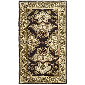 SAFAVIEH Heritage Collection Accent Rug - 2' x 3', Espresso & Ivory, Handmade Traditional Oriental Wool, Ideal for High Traffic Areas in Entryway, Living Room, Bedroom (HG817B)