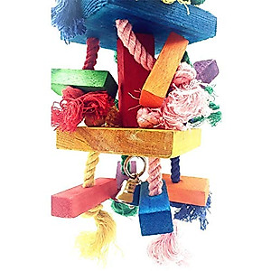 alfyng Bird Parrot Knots Block Tearing Chewing Toy, Multicolored Wooden Bird Parrot Toy Suitable for Macaws cokatoos, African Grey and a Variety of Amazon Parrots (Large Size - 13.8 Inch)