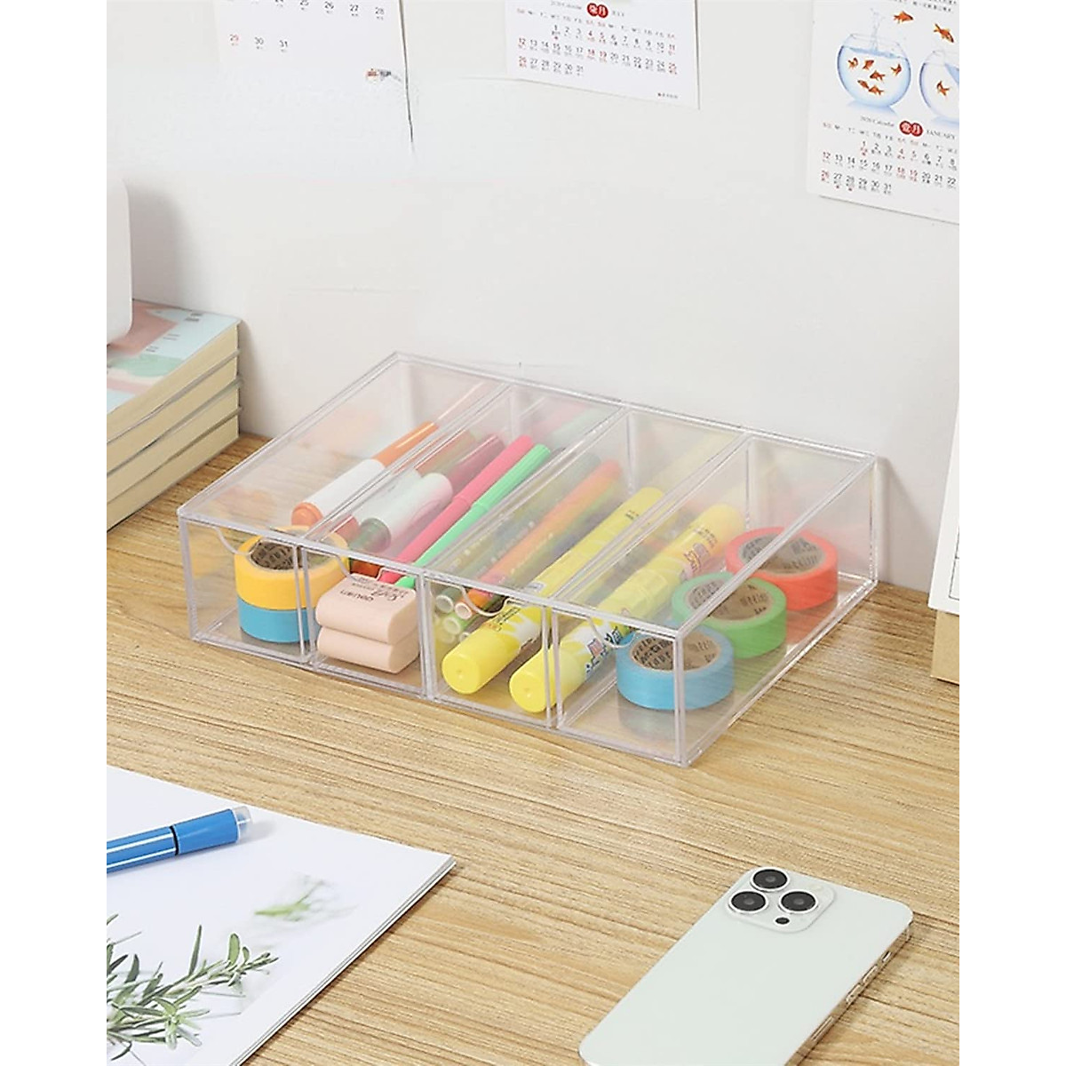 4 Drawers Acrylic Stackable Sunglasses Organizer, Clear Glasses Case Storage Organizer, Dust Proof & Waterproof Acrylic Drawers Sunglasses Storage Organizer for Dresser, Bedroom, Desk