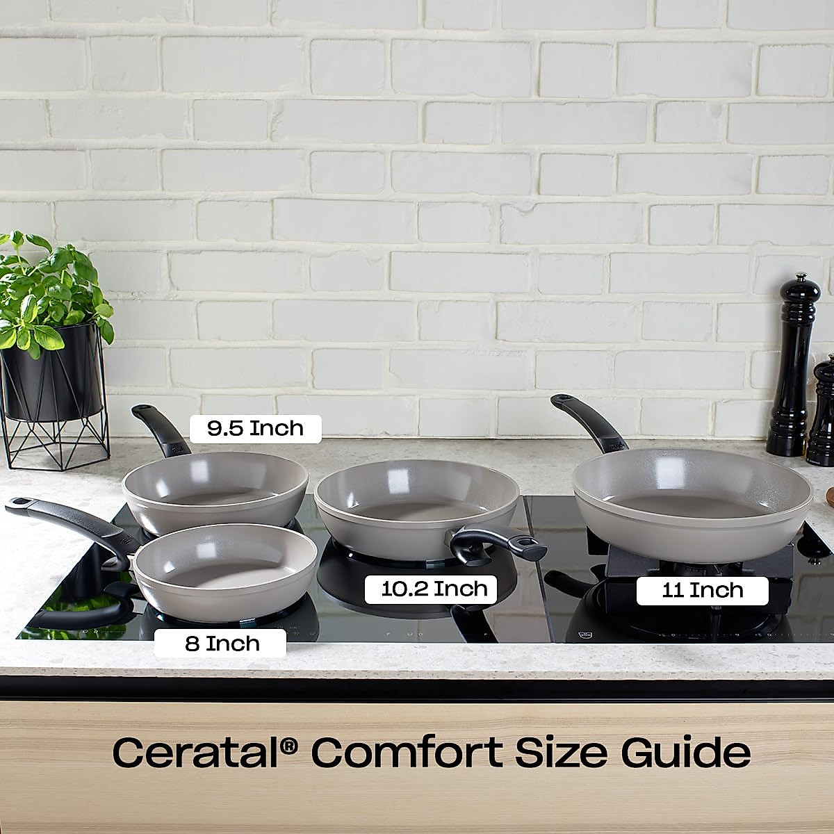 Fissler Ceratal Comfort Ceramic 10.2 Inch Non-Stick Frying Pan, Warm Grey, Made without PFAS