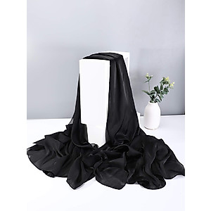 Boao Women Scarves Soft Long Satin Shawl Wrap Light Sheer Scarf for Wedding Party Accessory (Black)