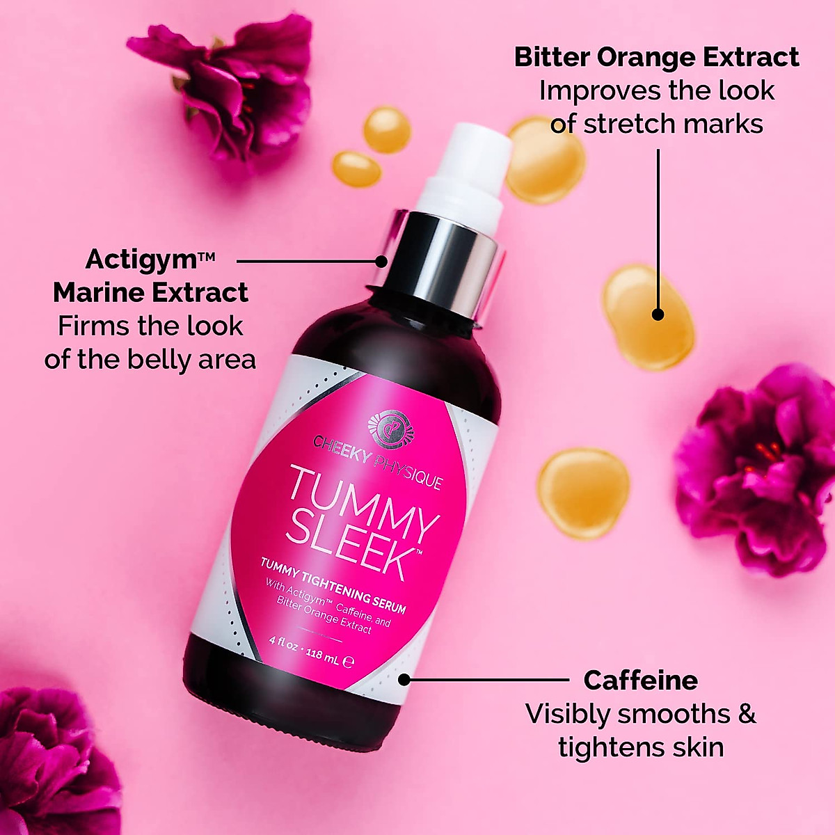 Tummy Sleek Stomach Firming Cream - Skin Tightening Serum for Belly - Helps to Improve the Appearance of Loose Skin and Cellulite on the Abdomen & Waist - Toning Body Lotion with Caffeine