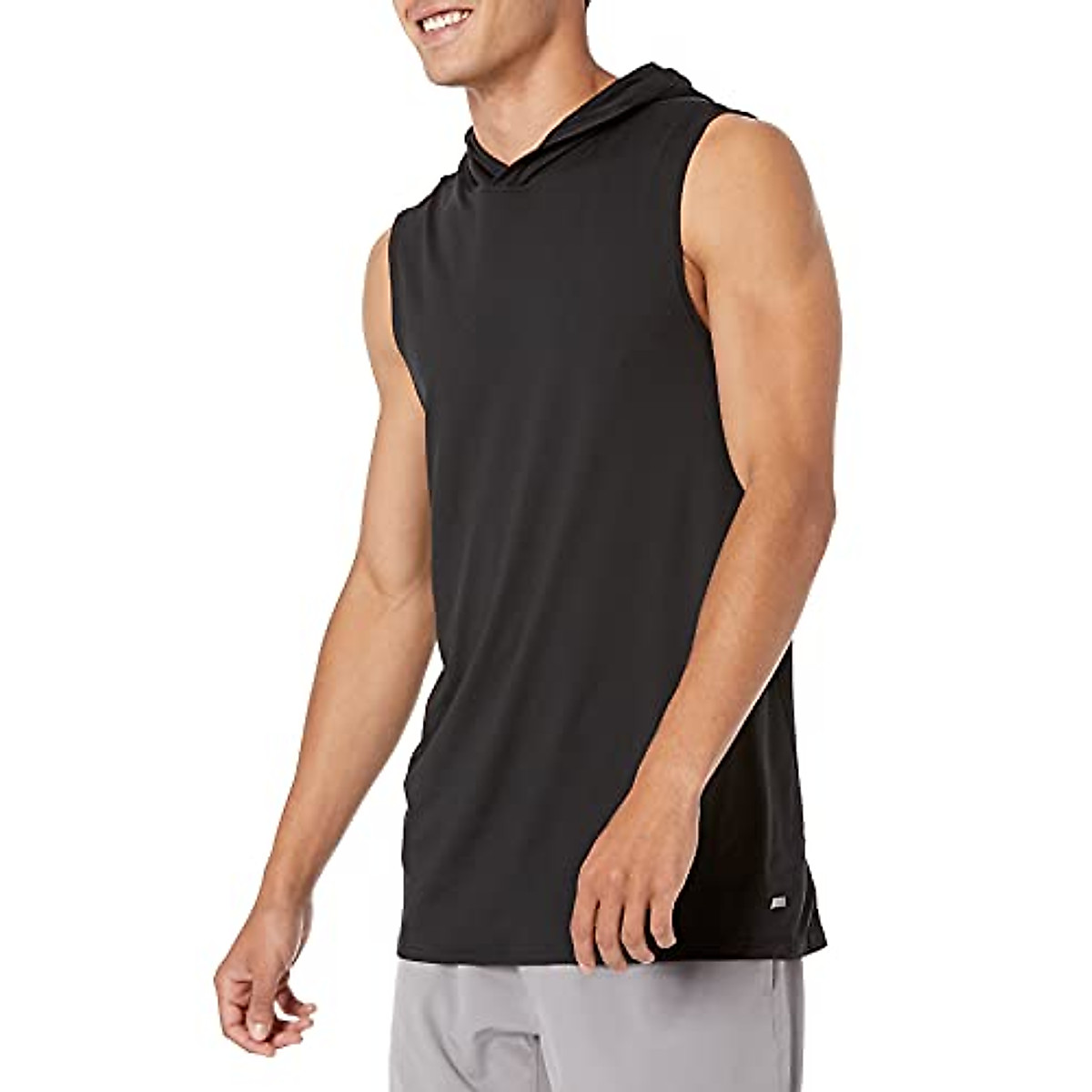 Amazon Essentials Men's Tech Stretch Sleeveless Hoodie, Black, Small