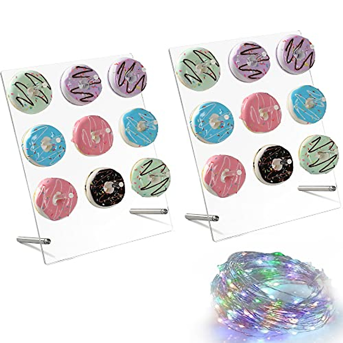 HeiMma 2 Pack (12 x 15 in) Acrylic Donut Stand for Party