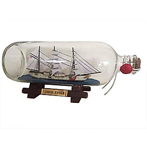 Hampton Nautical United States Coast Guard USCG Eagle Model Ship in A Glass Bottle, 9" , White,96 months to 600 months