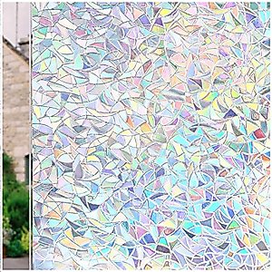 CottonColors Window Privacy Film Decorative Clings 3D Decals Static Stickers No-Adhesive Sliding Door Glass Films UV Blocking for Home, 17.7x78.7 Inch